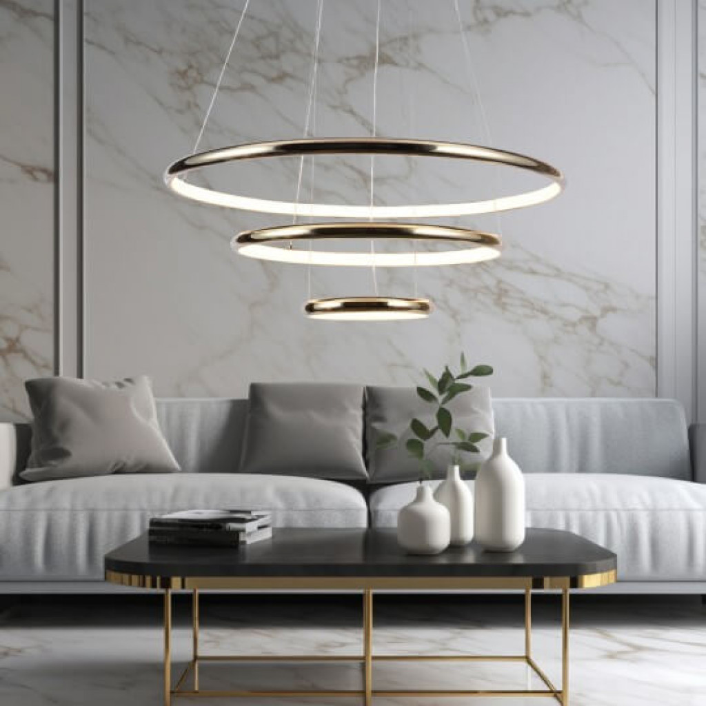 LED visilica zlatna 45W 3000K 600-400-200mm - Eurovik