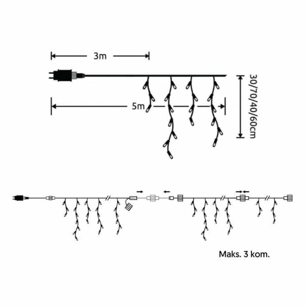 Svetleći niz sa 100 toplo belih LED dioda - Eurovik